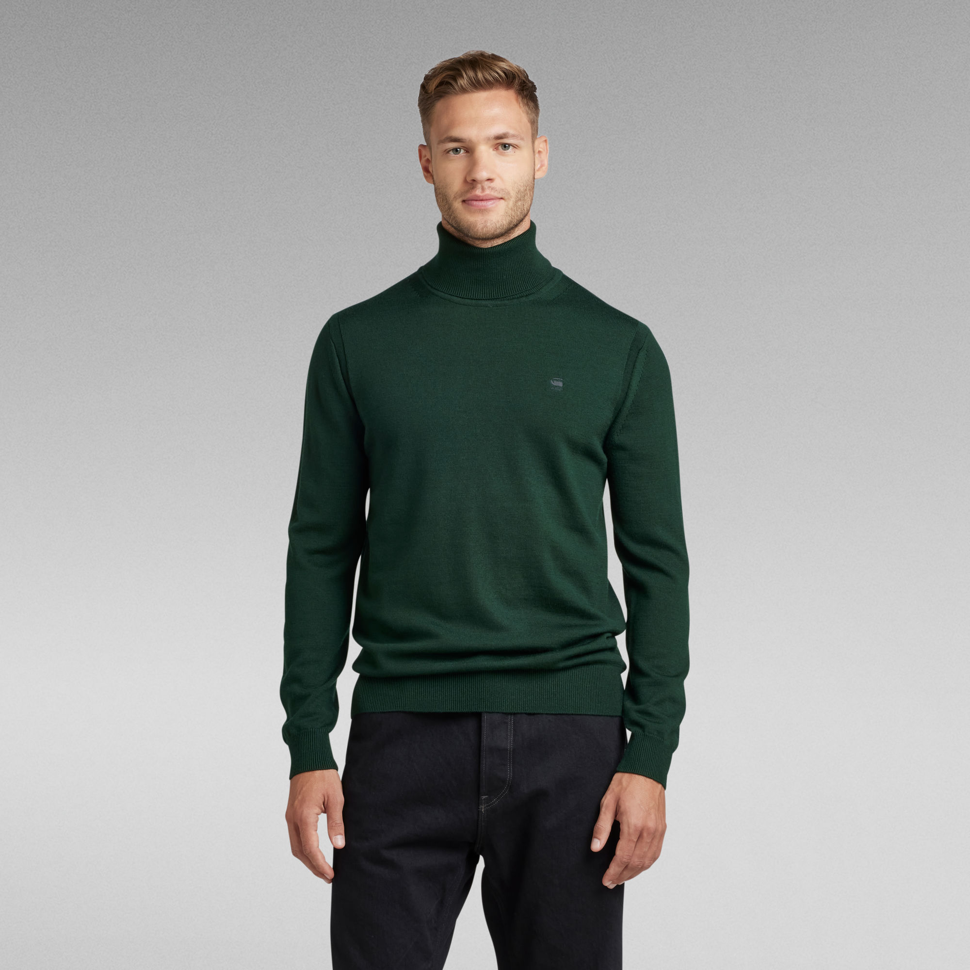Premium Core Turtle Neck Knitted Sweater | Green | G-Star RAW®