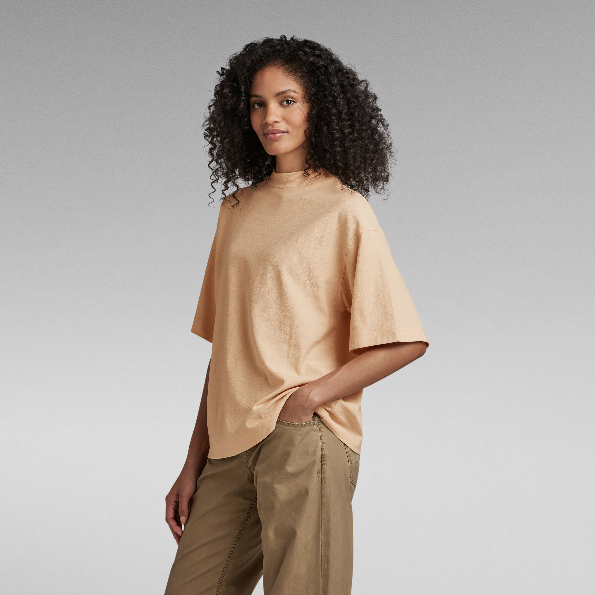 Mock Neck Loose Top | Women | Beige | G-Star RAW®