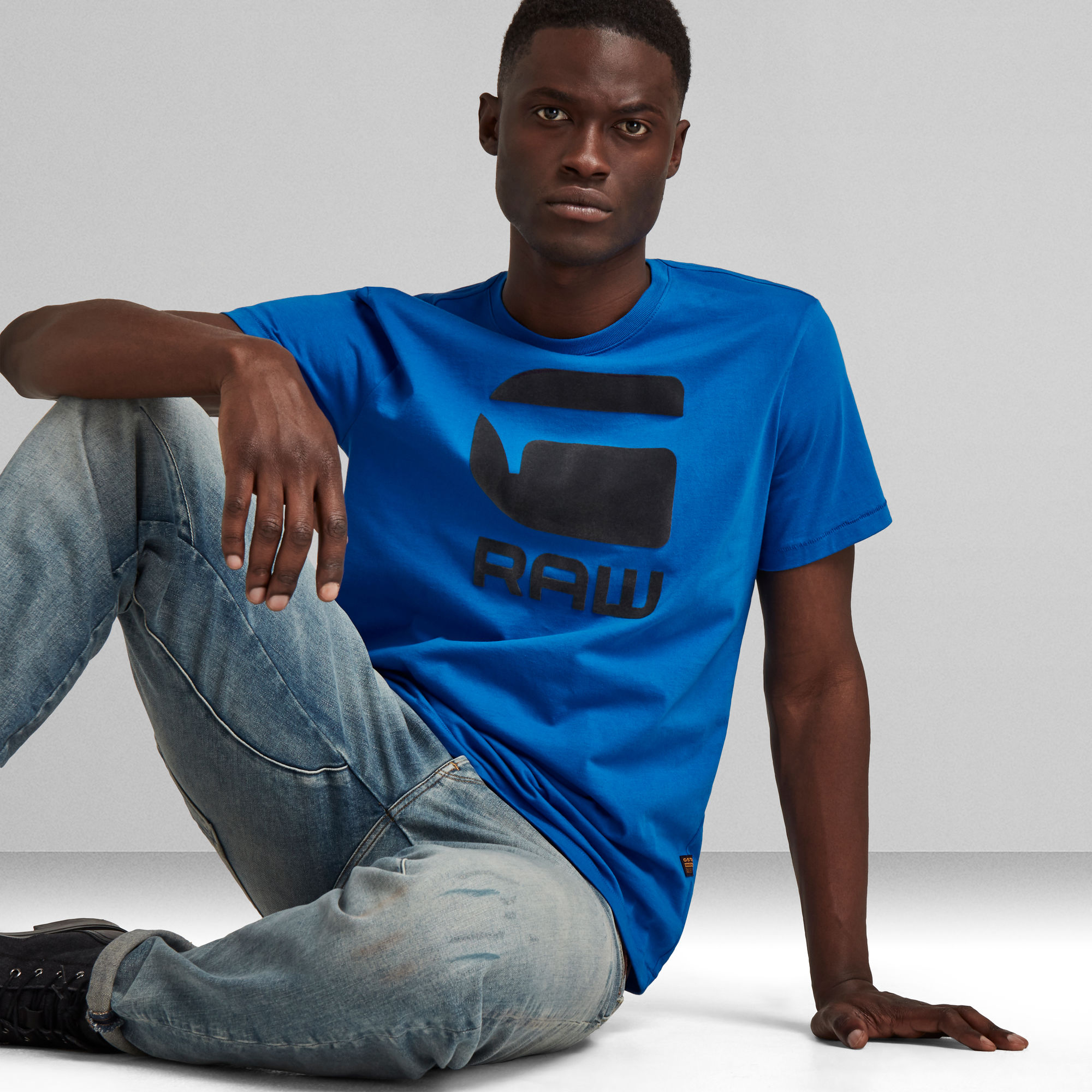 Flock Hamburger Logo T-Shirt | Medium blue | G-Star RAW®