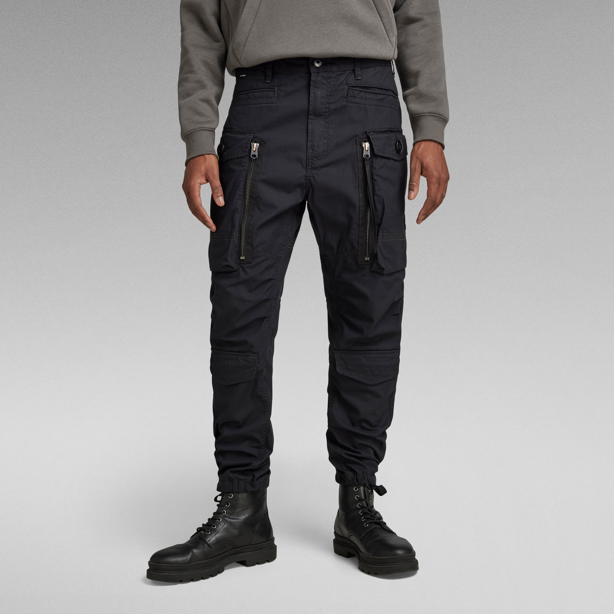 Long Pocket Zip Relaxed Tapered Cargo Pants | Black | G-Star RAW®