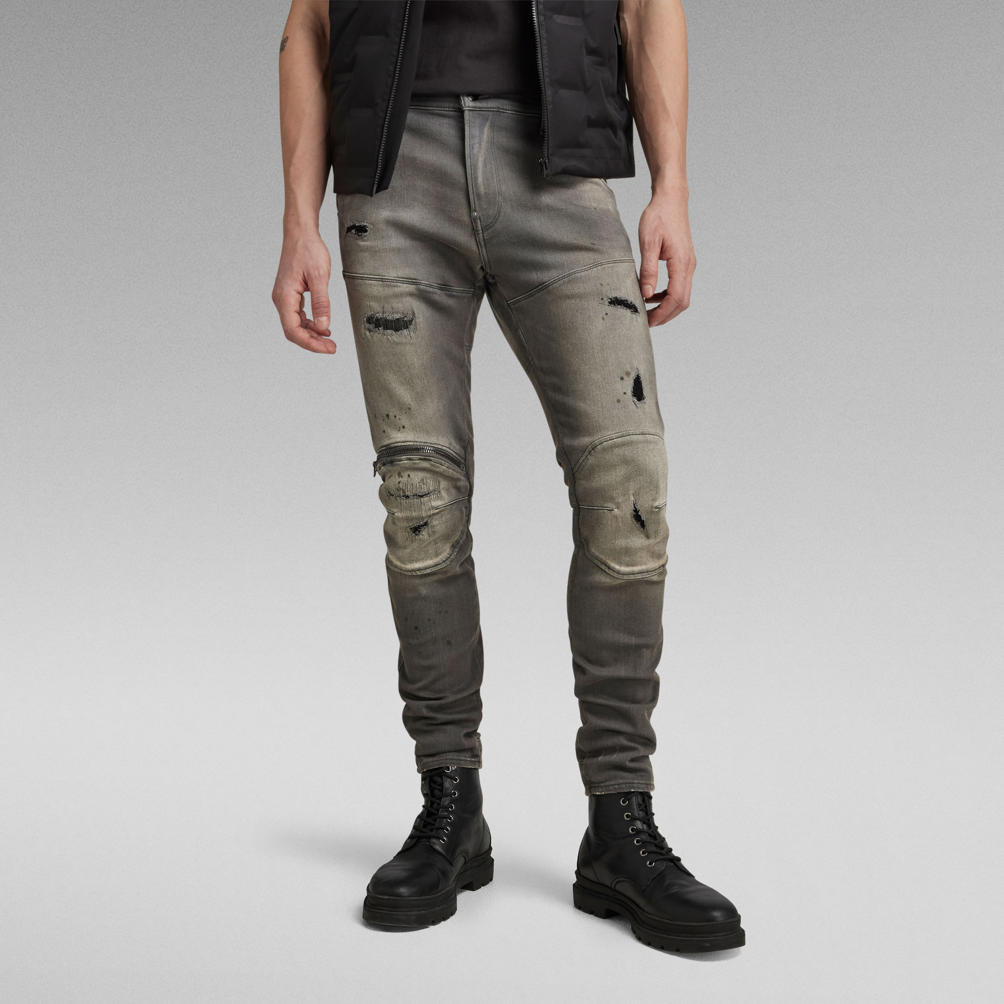 5620 3D Zip Knee Skinny Jeans | Grey | G-Star RAW®