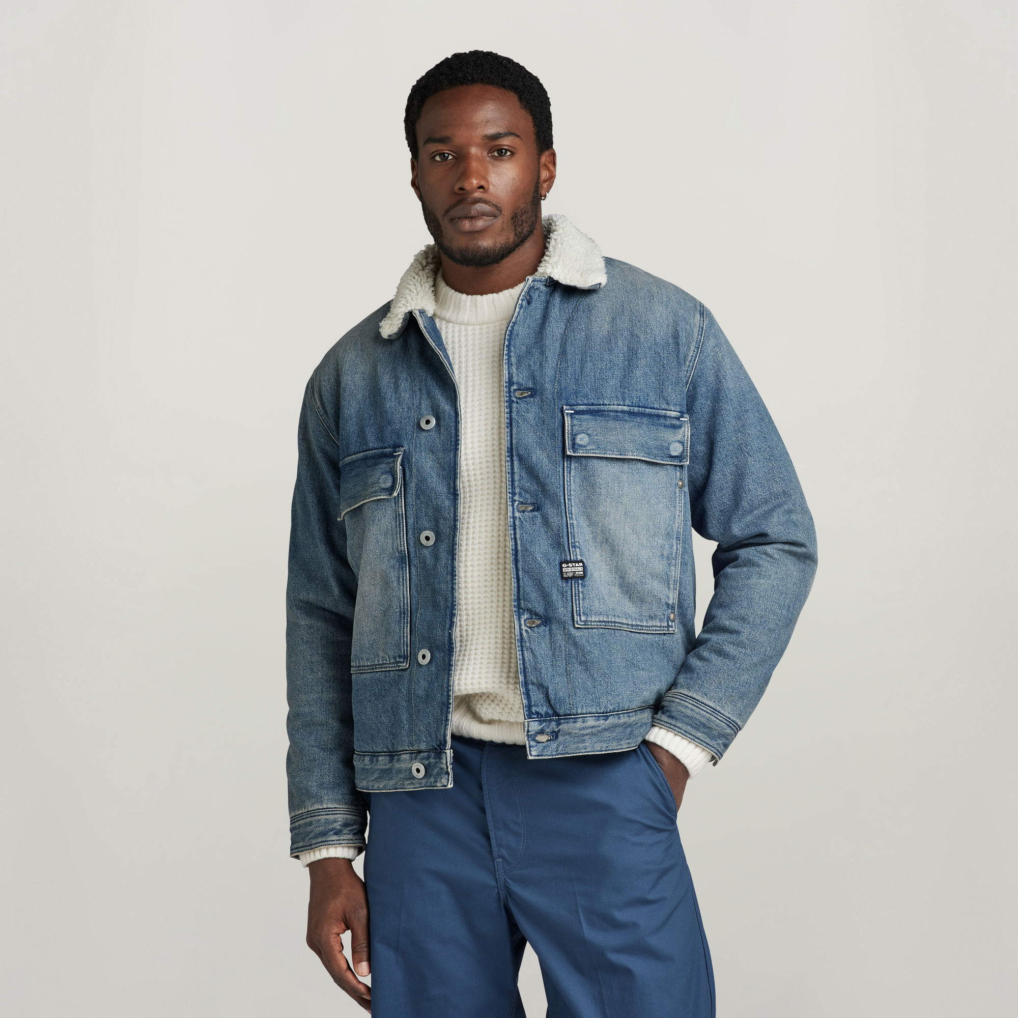Utility Flap Pocket Sherpa Jacket | Medium blue | G-Star RAW® AU
