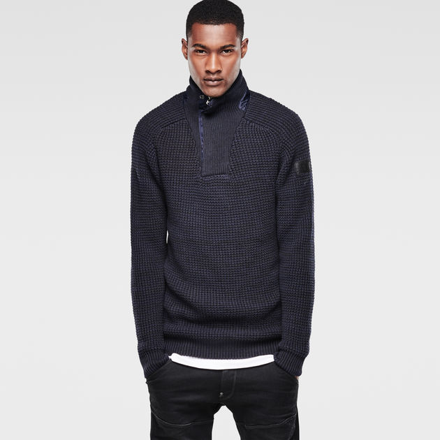 Avihu Zip Turtle Knit | Dark blue | G-STAR® AU
