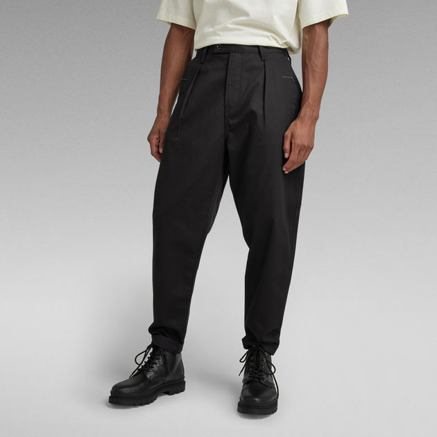 Pleated Relaxed Chino Black G STAR US