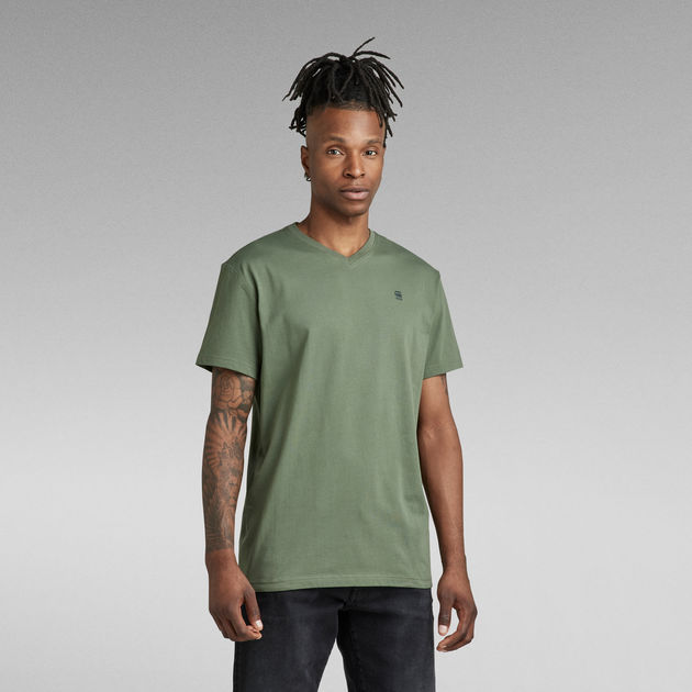 Base S V Neck T Shirt Green G STAR CA
