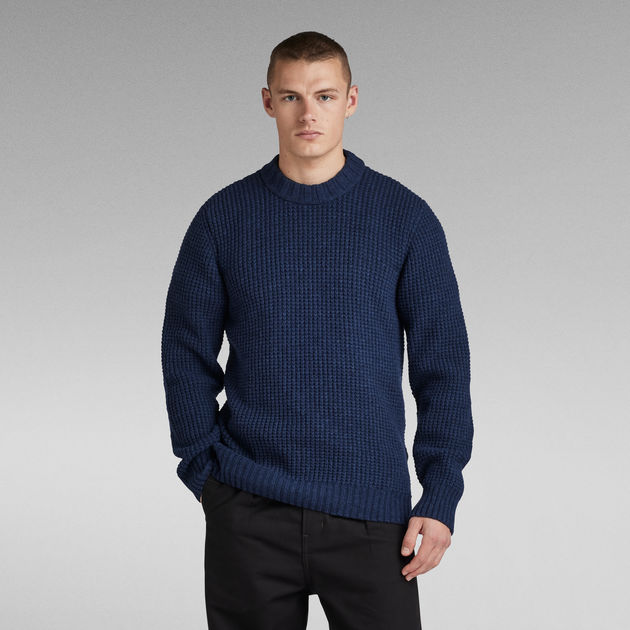 Pull En Maille Chunky | Bleu moyen | G-STAR® FR