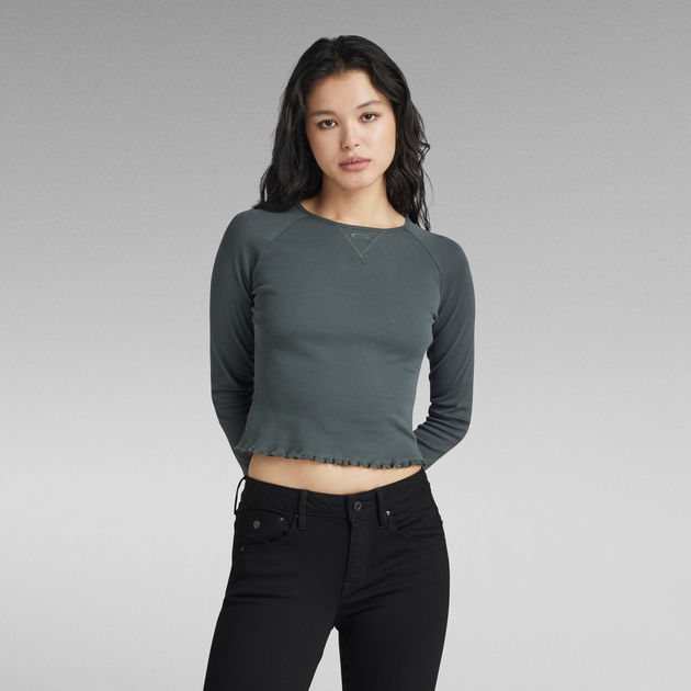 Top Cropped Baby Sister Raglan Gris G STAR CA