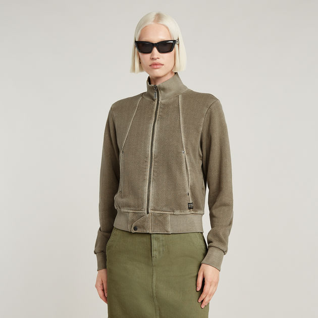 Overdyed Slim Track Sweater Jacket | Green | G-STAR® ZA