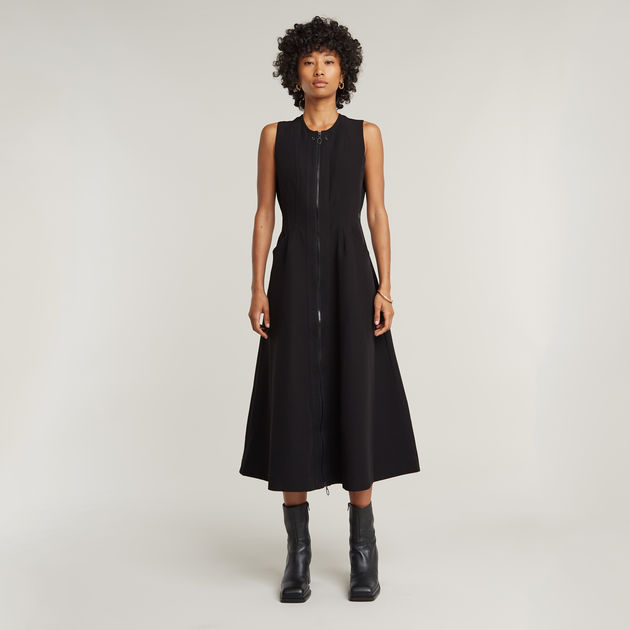 Corset Flare Dress Black G STAR CA