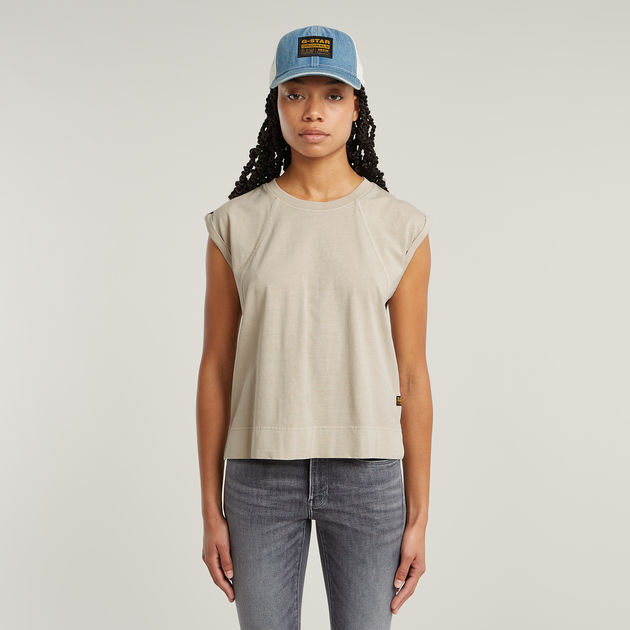 Top Back Zip Overdyed | Beige | G-STAR® CA