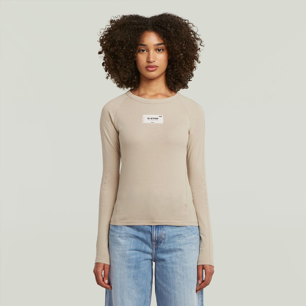 Embro Patch Slim T-Shirt | Beige | G-STAR® ZA