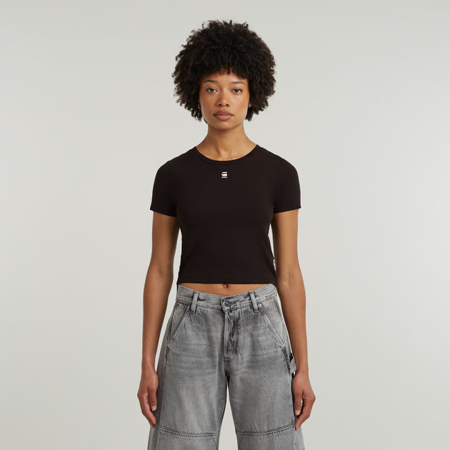 Cropped Mini Slim Top | Black | G-STAR® ZA
