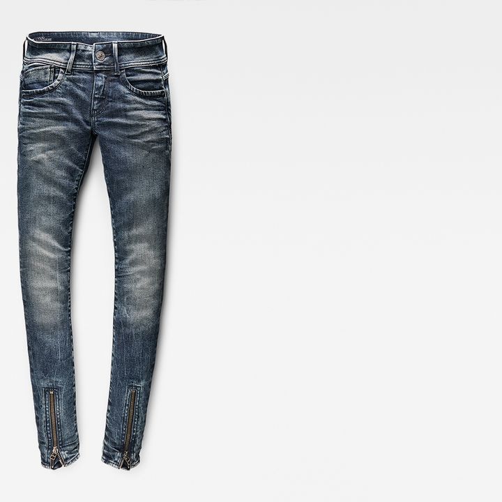 Lynn Zip Grip Mid Waist Skinny Jeans Dark blue G STAR CA