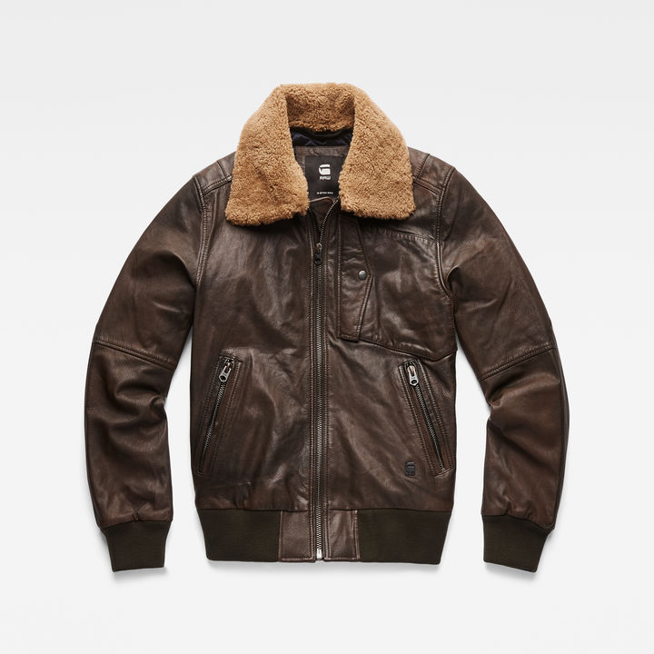 Bollard Leather Bomber Brown G STAR CA