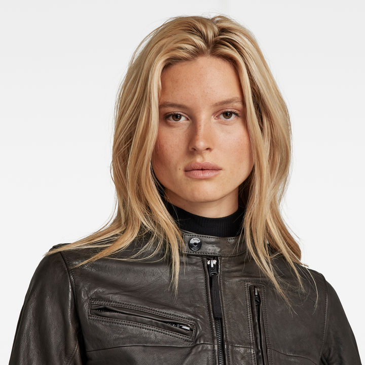 Leather Biker Jacket Black G STAR US