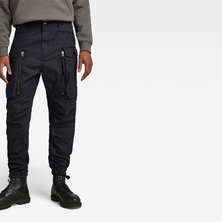 Long Pocket Zip Relaxed Tapered Cargo Pants Black G STAR US