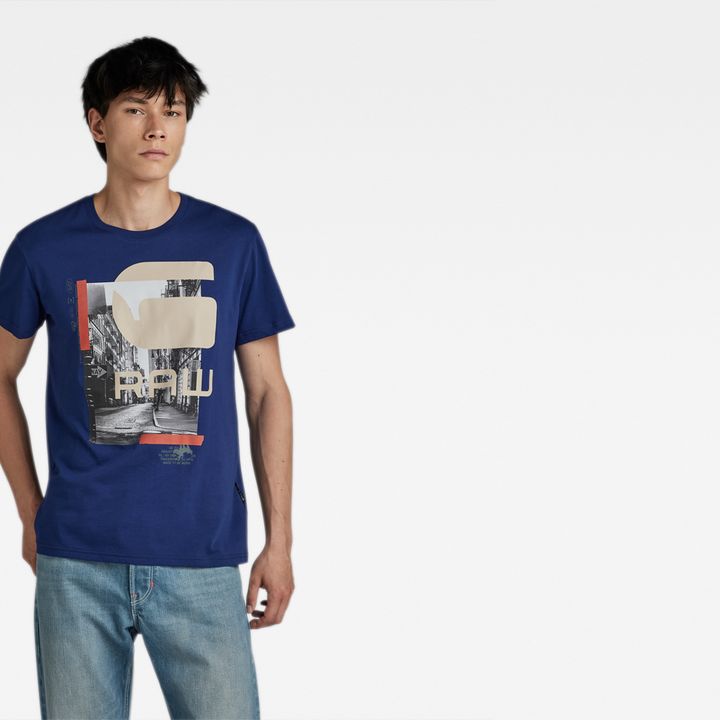 City Graphic T Shirt Medium blue G STAR AU