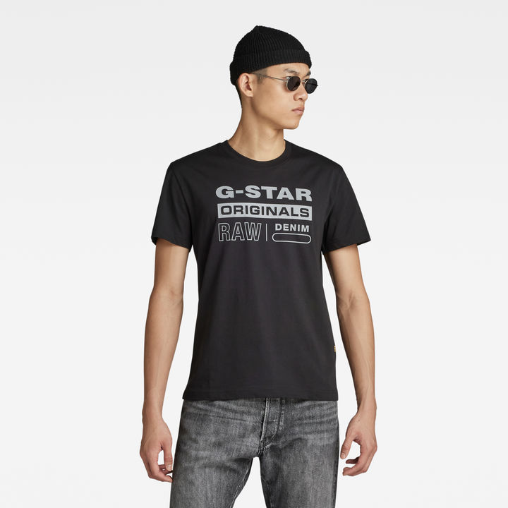 G STAR Men Reflective Originals Graphic T Shirt Black Size XS