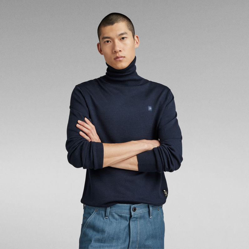 Pull En Maille Premium Core Turtle | Bleu foncé | G-STAR® FR