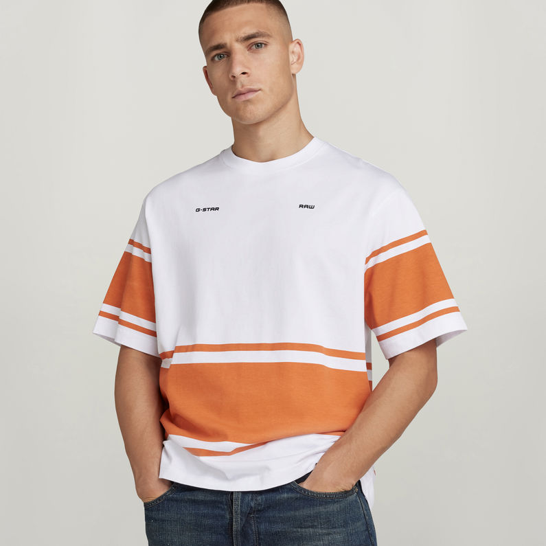 Boxy Printed Stripe T-Shirt | White | G-STAR® US