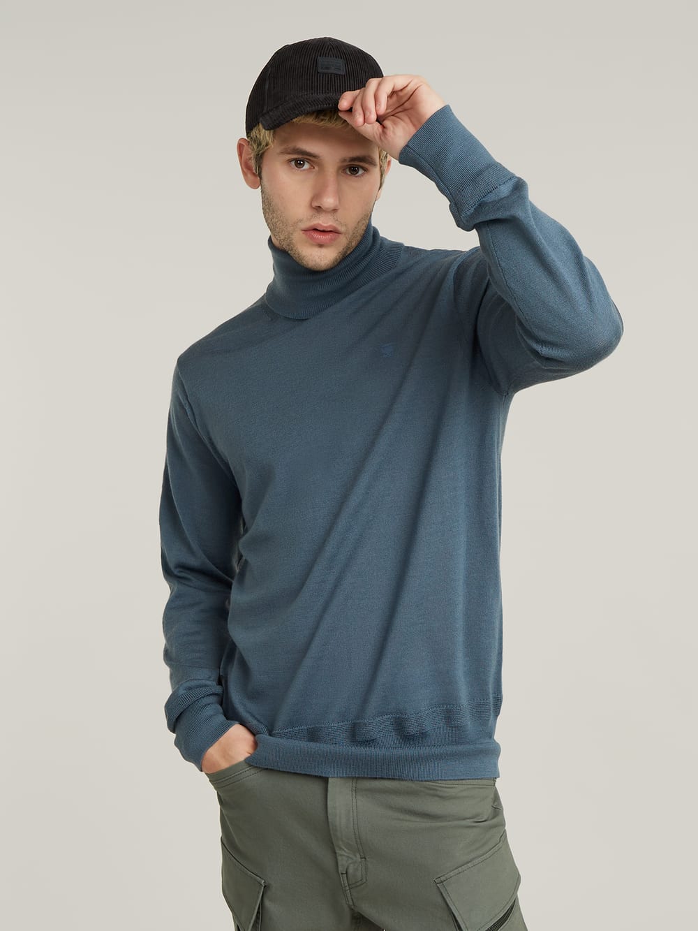 Premium Core Turtle Knitted Sweater Medium blue G STAR CA